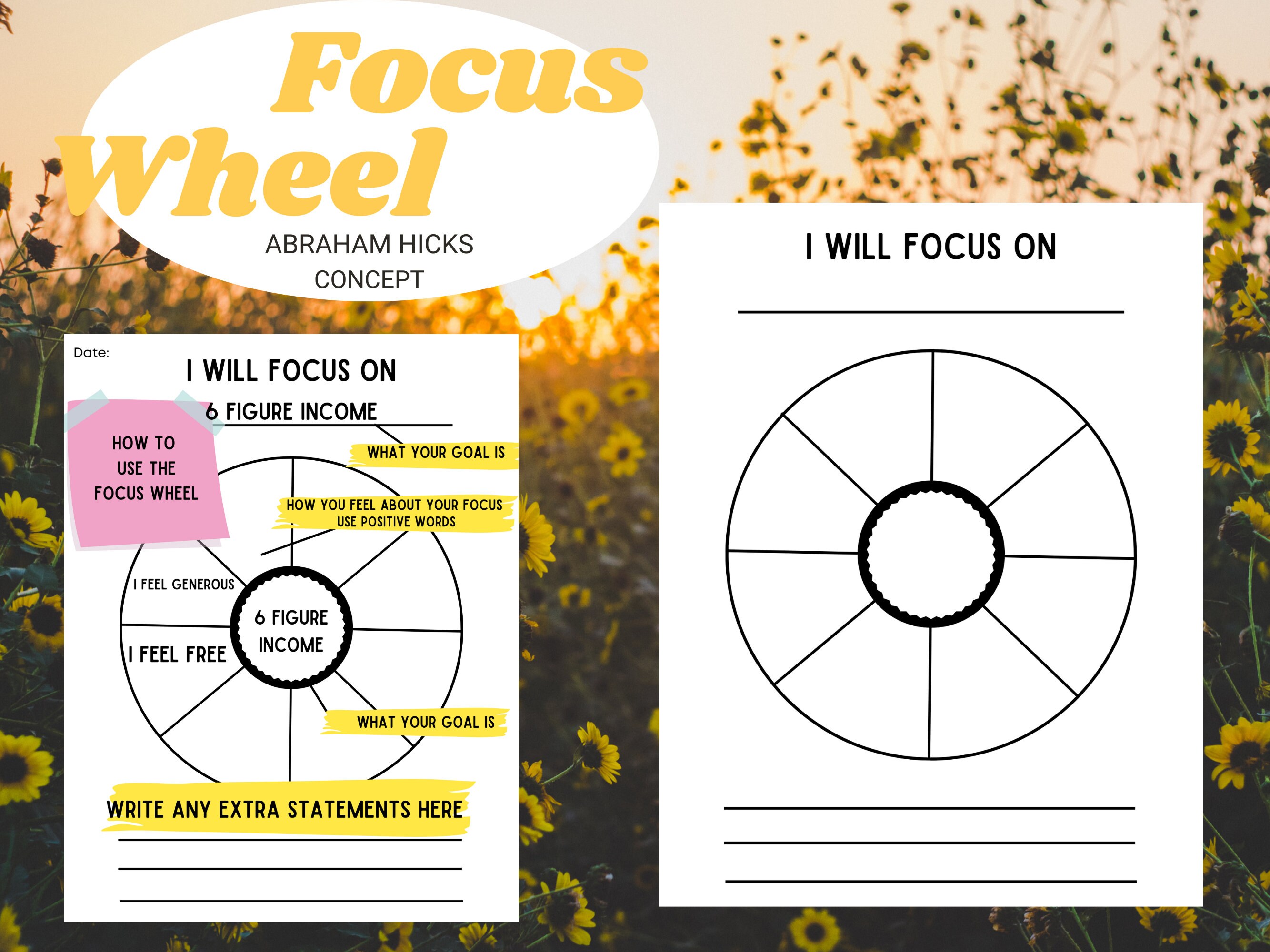 Abraham Hicks Concept, Focus Wheel and Creative Workshop Sheet ...