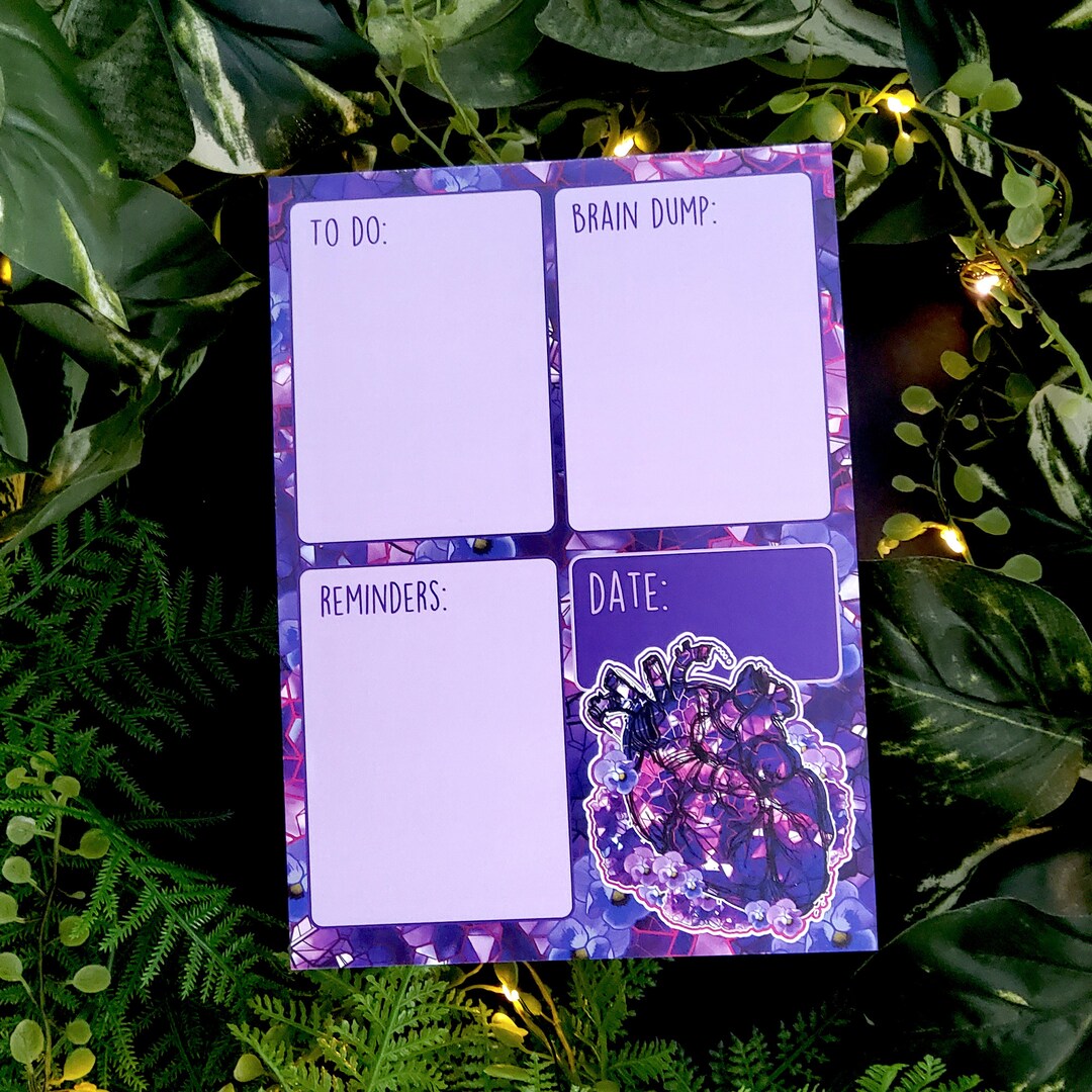 BRAIN DUMP NOTEPAD: Amethyst Crystal to Do List , Purple Crystal Notepad , Amethyst Crystal to ...