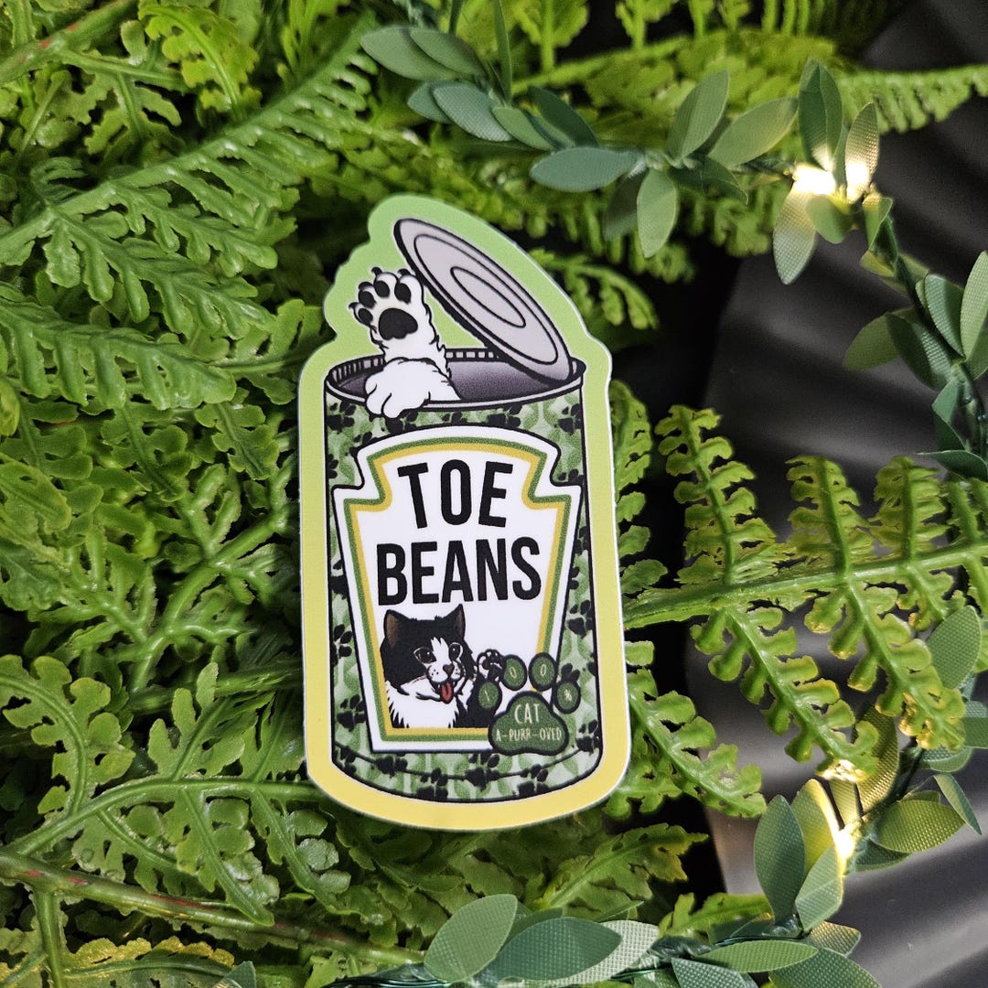 MATTE STICKER: Can of Toe Beans Cat Pun - Etsy