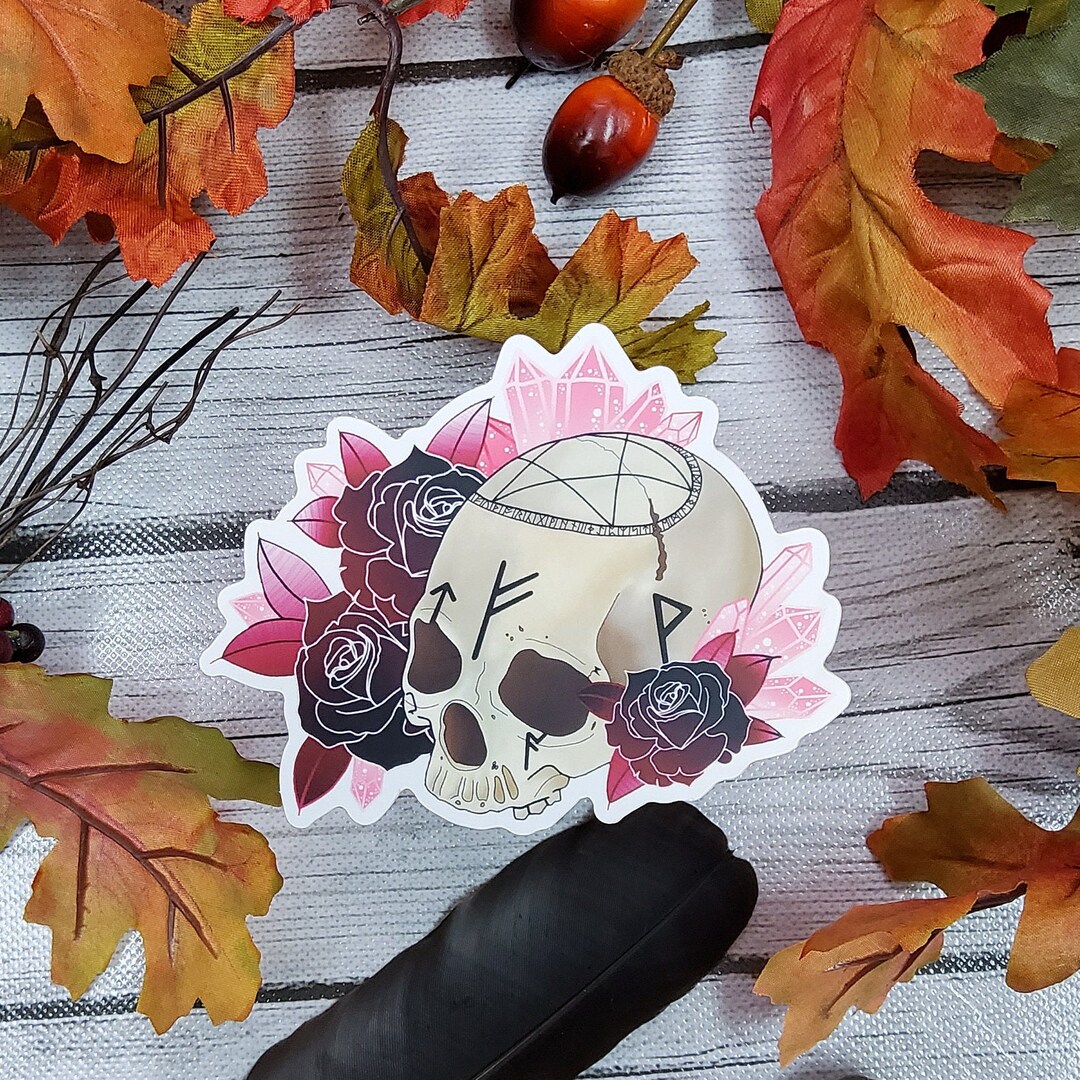 MATTE STICKER: Pastel Grunge Skull and Roses Sticker , Pastel Skull ...