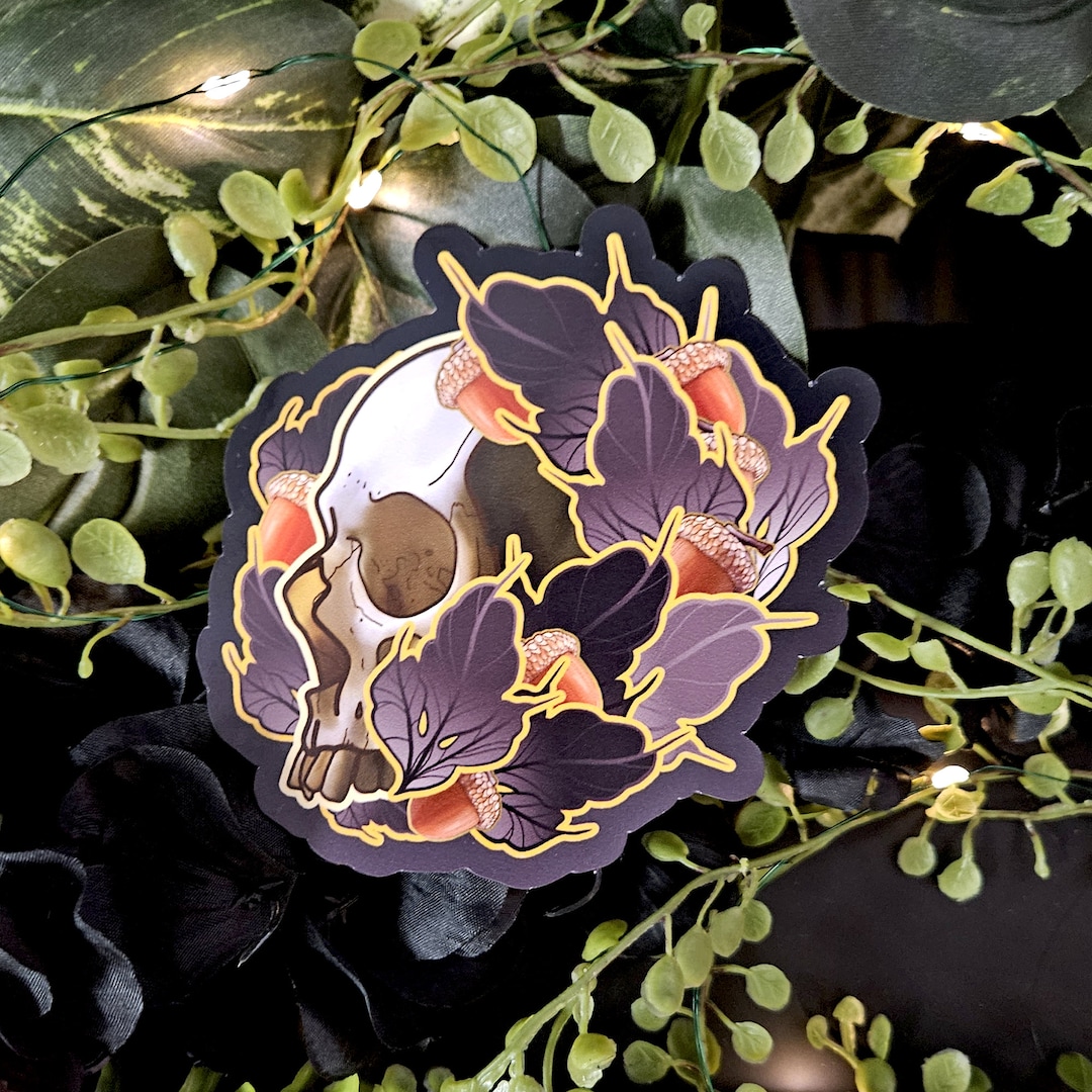 MAGNET: Skull With Leaves and Acorns , Acorn Skull With Leaves ...