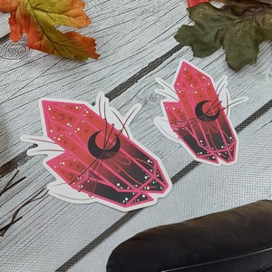 MATTE STICKER: Black and Red Moon Crystal , Crystal Sticker , Red and ...