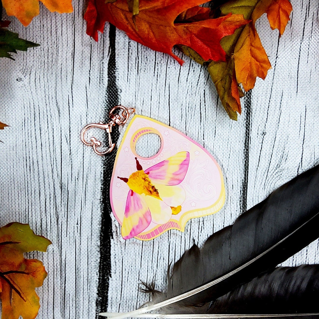 ACRYLIC CHARM Double Sided: Rosy Maple Moth and Planchette , Rosy Moth ...