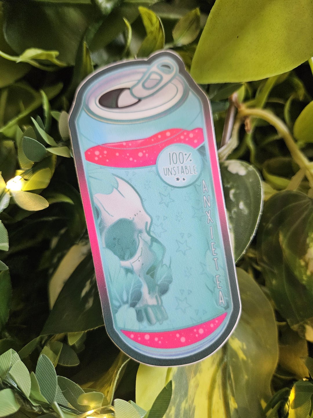 MATTE STICKER: Anxietea Teal and Pink 'tea' Can - Etsy