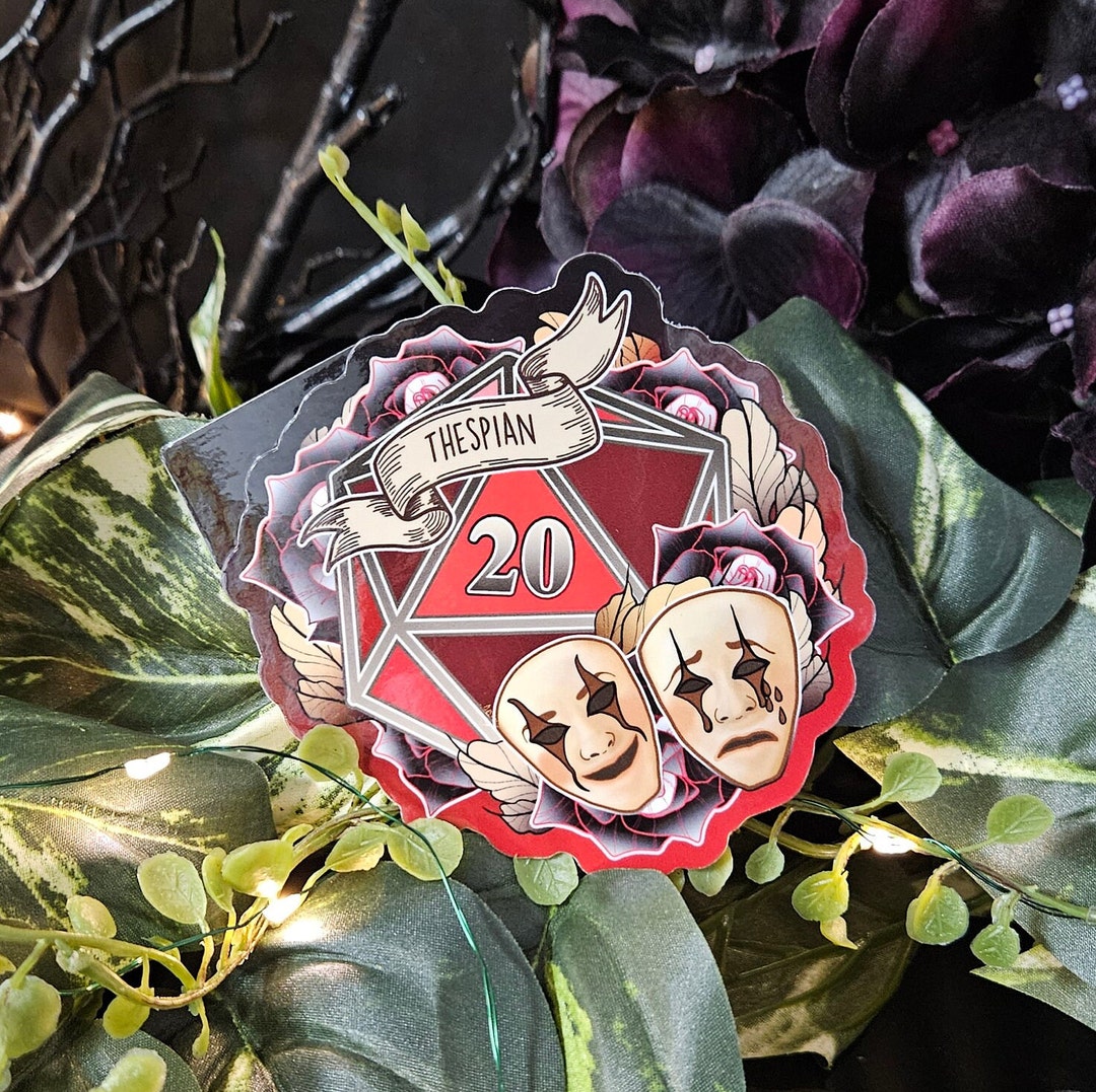 GLOSSY STICKER: D20 the Thespian , Floral D20 Sticker , Floral D20 ...