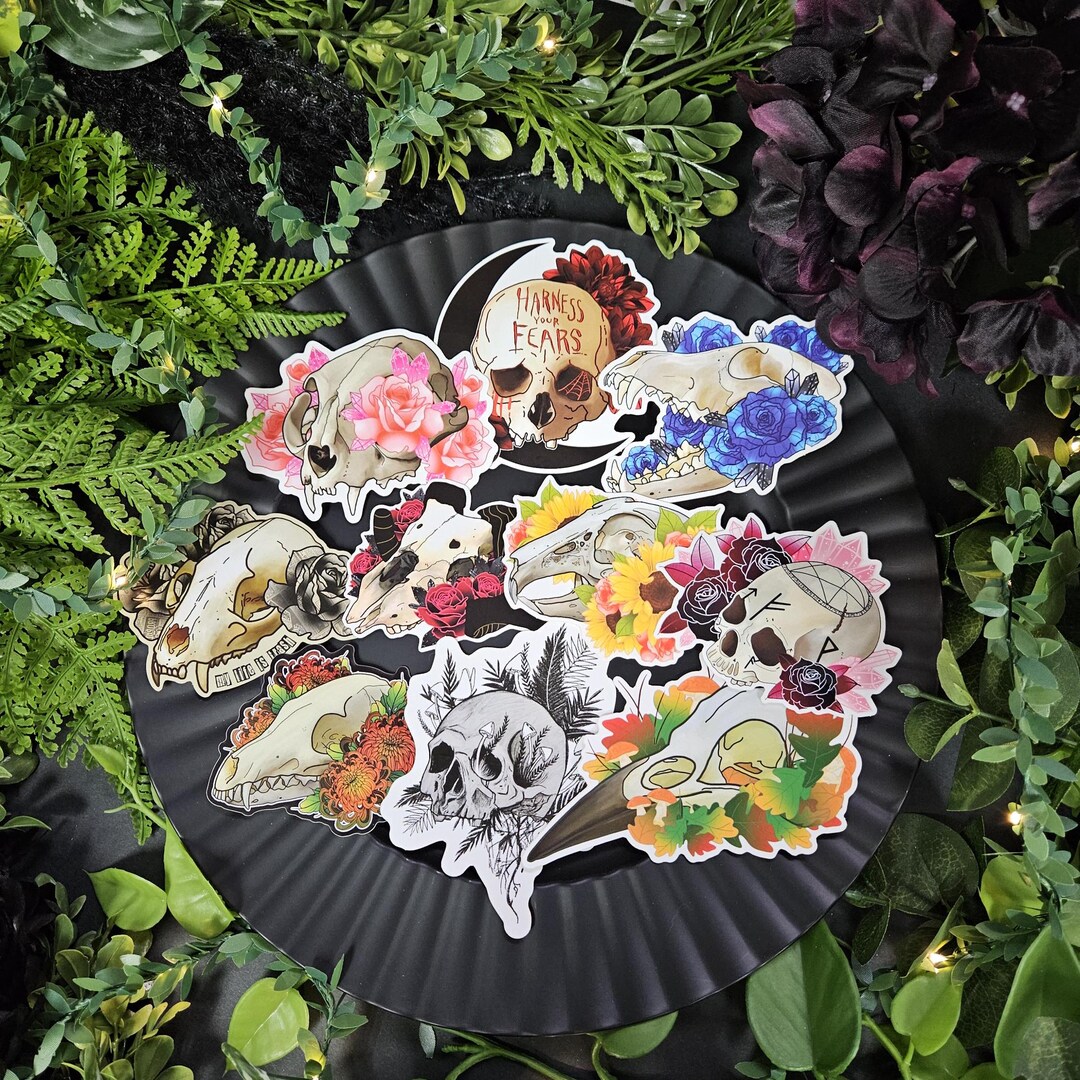 SKULLS Sticker Pack 10 Glossy Stickers - Etsy