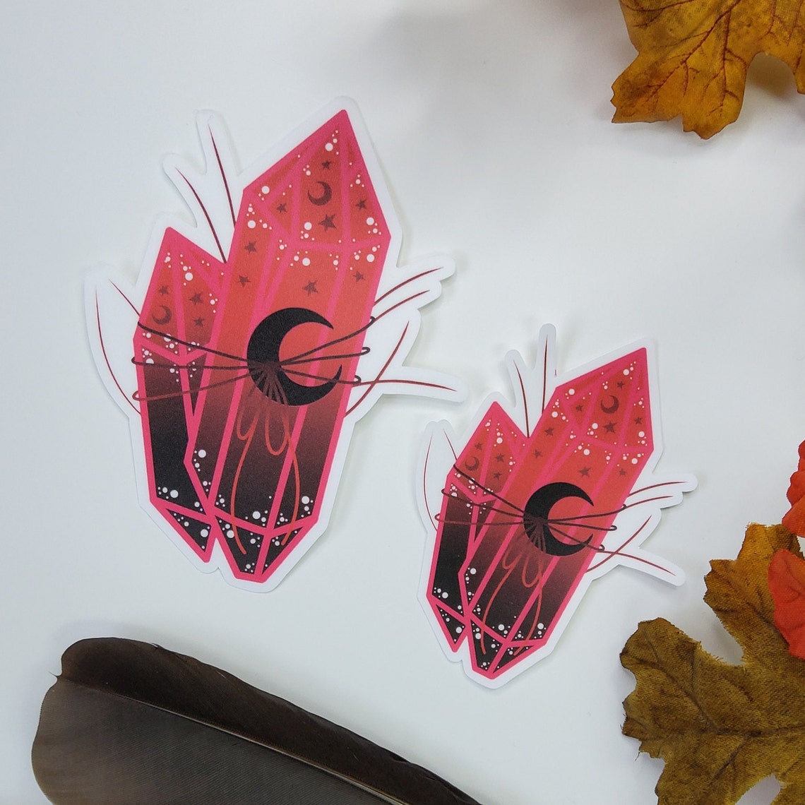 MATTE STICKER: Black and Red Moon Crystal Crystal Sticker - Etsy