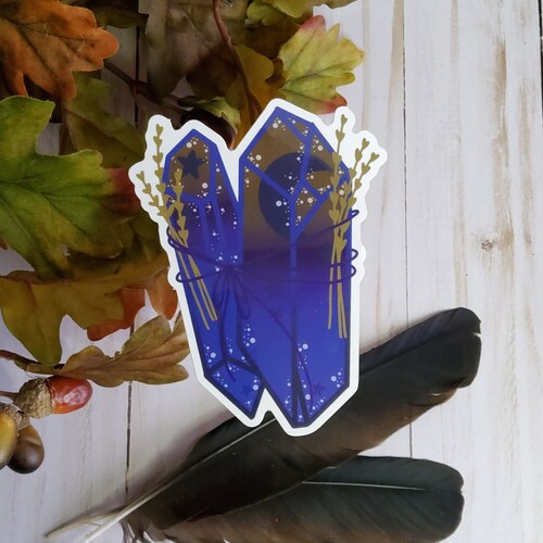 MATTE STICKER: Blue and Black Crystal Moon Dark Aesthetic - Etsy