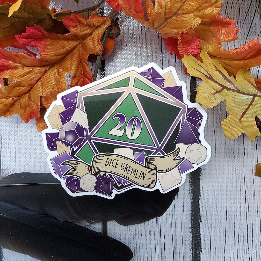 GLOSSY STICKER: D20 the Dice Gremlin , Dice Gremlin D20 Sticker , D20 ...