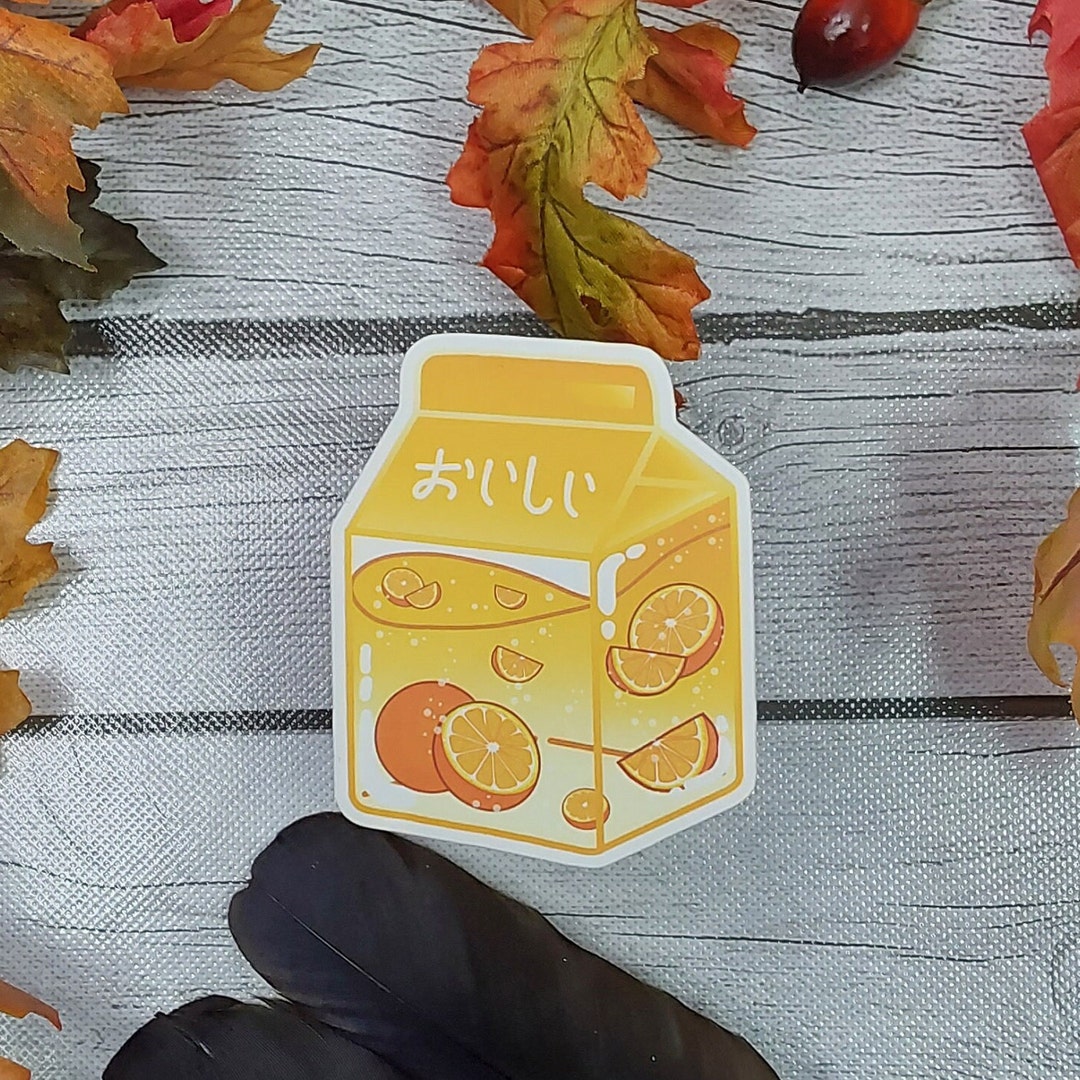 MATTE STICKER: Orange Milk Carton Cute Sticker , Orange Milk Sticker ...