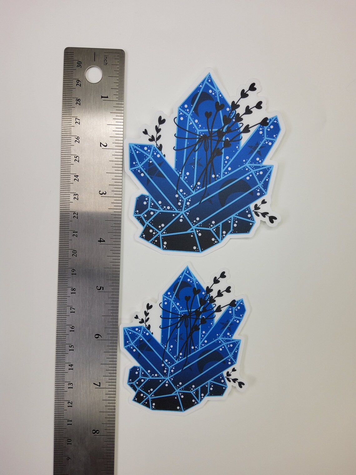 MATTE STICKER: Blue and Black Crystal Moon Dark Aesthetic - Etsy