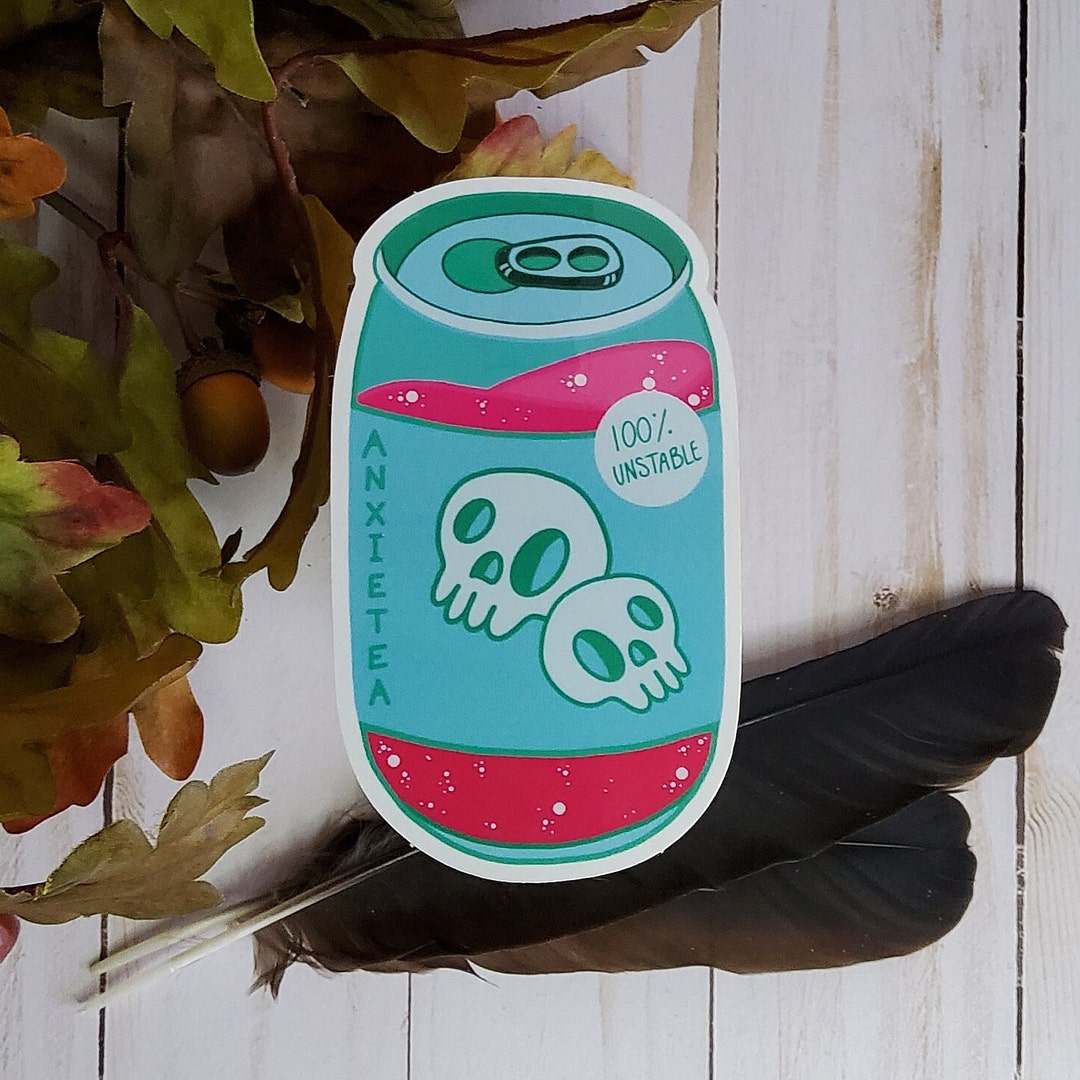 GLOSSY STICKER: Anxietea Teal and Pink Die Cut , Anxietea Sticker ...
