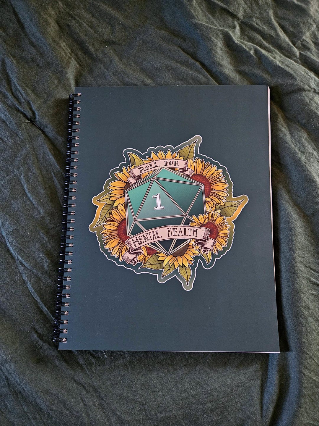 8.5 X 11 HANDMADE SPIRAL NOTEBOOK: Roll for Mental Health Natural One ...