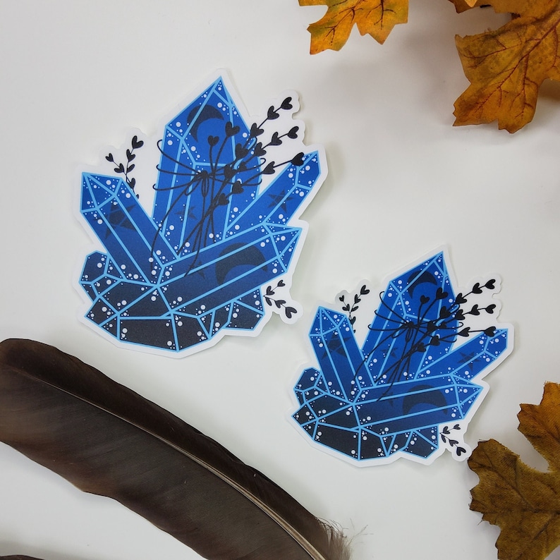 MATTE STICKER: Blue and Black Crystal Moon Dark Aesthetic - Etsy