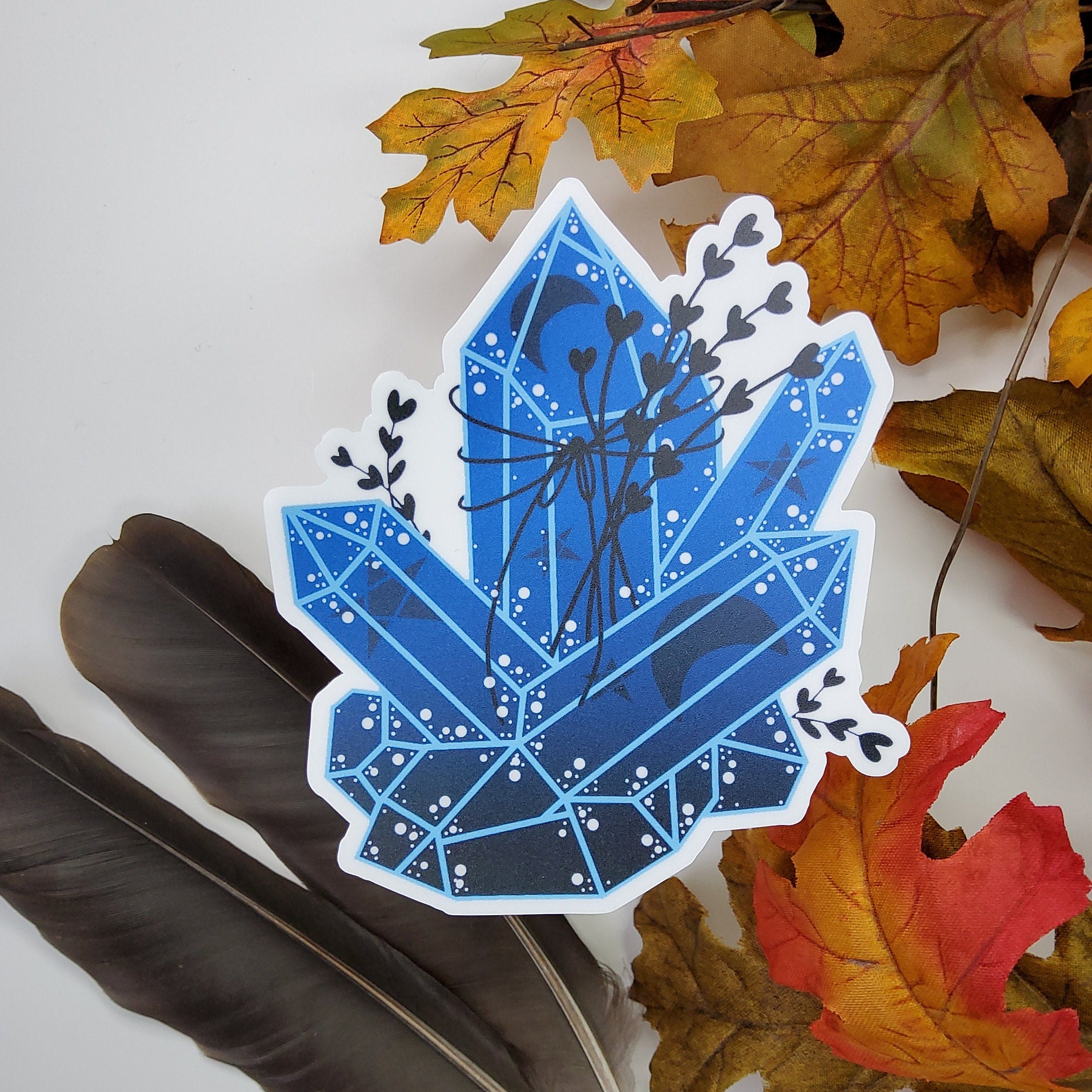 MATTE STICKER: Blue and Black Crystal Moon Dark Aesthetic - Etsy