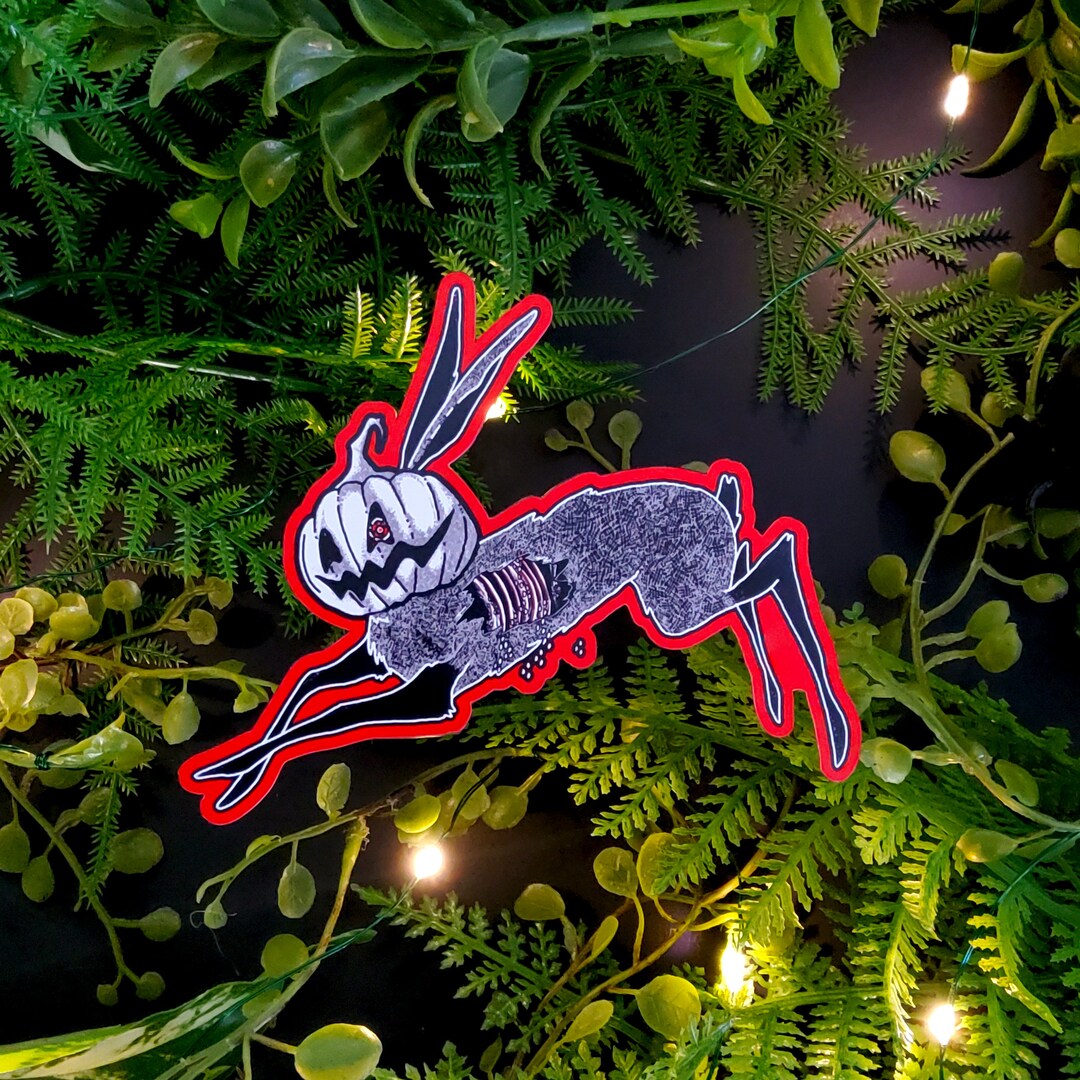 MAGNET: Jack O Rabbit Creepy Red and Black Decorative , Pumpkin Head ...
