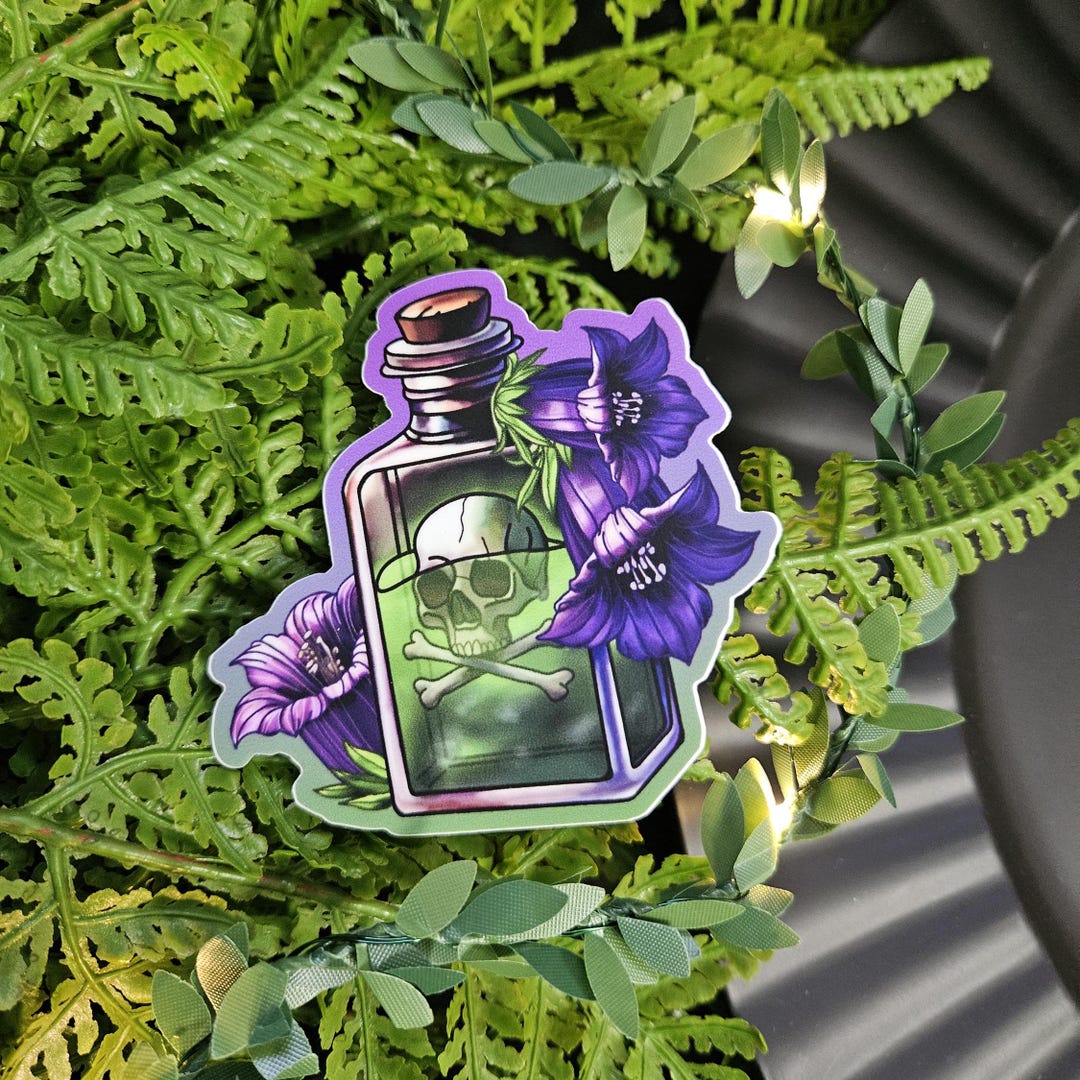 MATTE STICKER: Green and Purple Belladonna Poison Bottle - Etsy