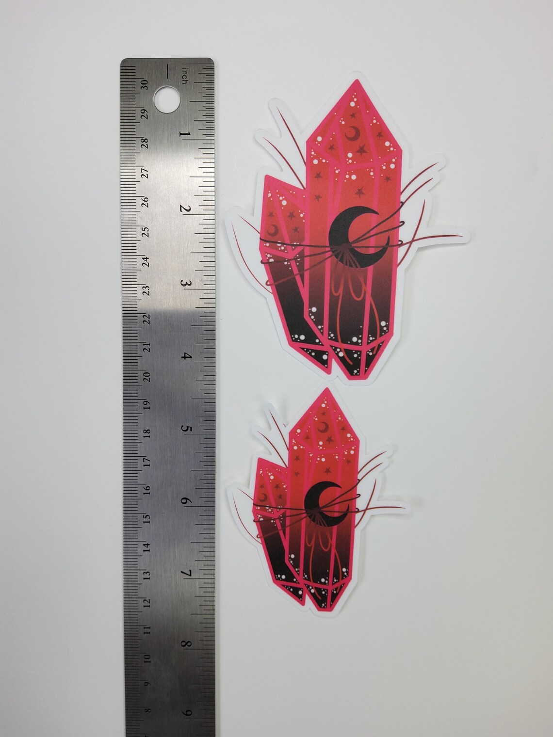 MATTE STICKER: Black and Red Moon Crystal Crystal Sticker - Etsy
