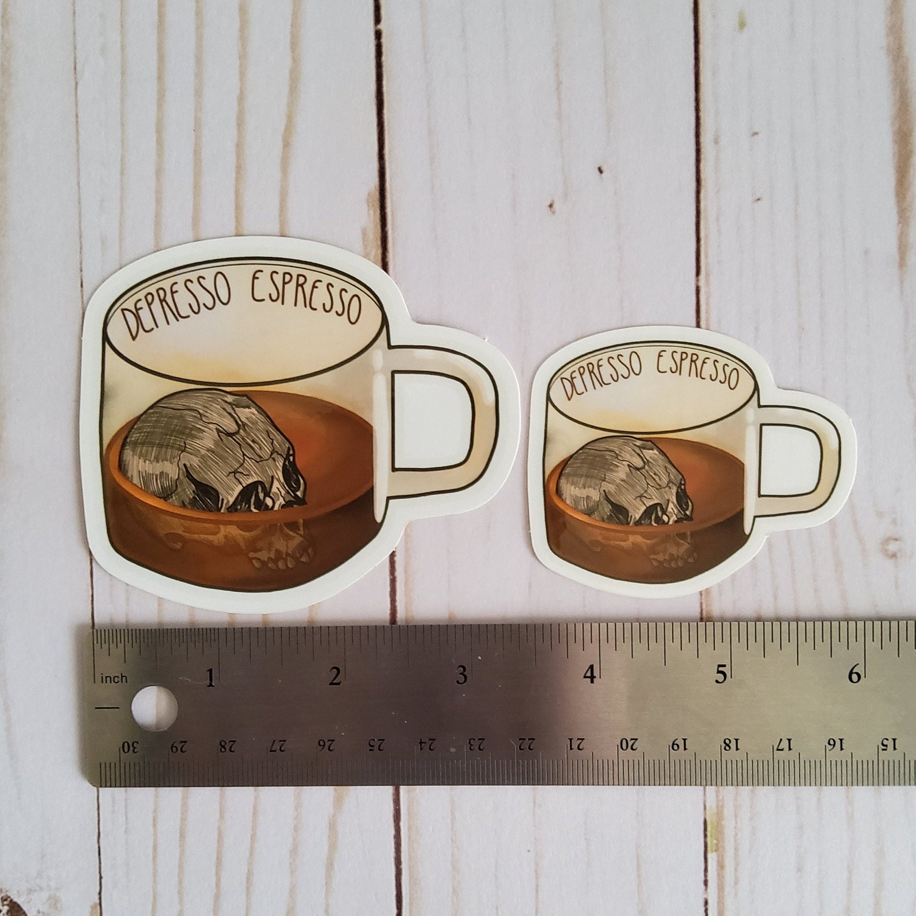 GLOSSY STICKER: Depresso Espresso Skull Coffee Cup Mental - Etsy