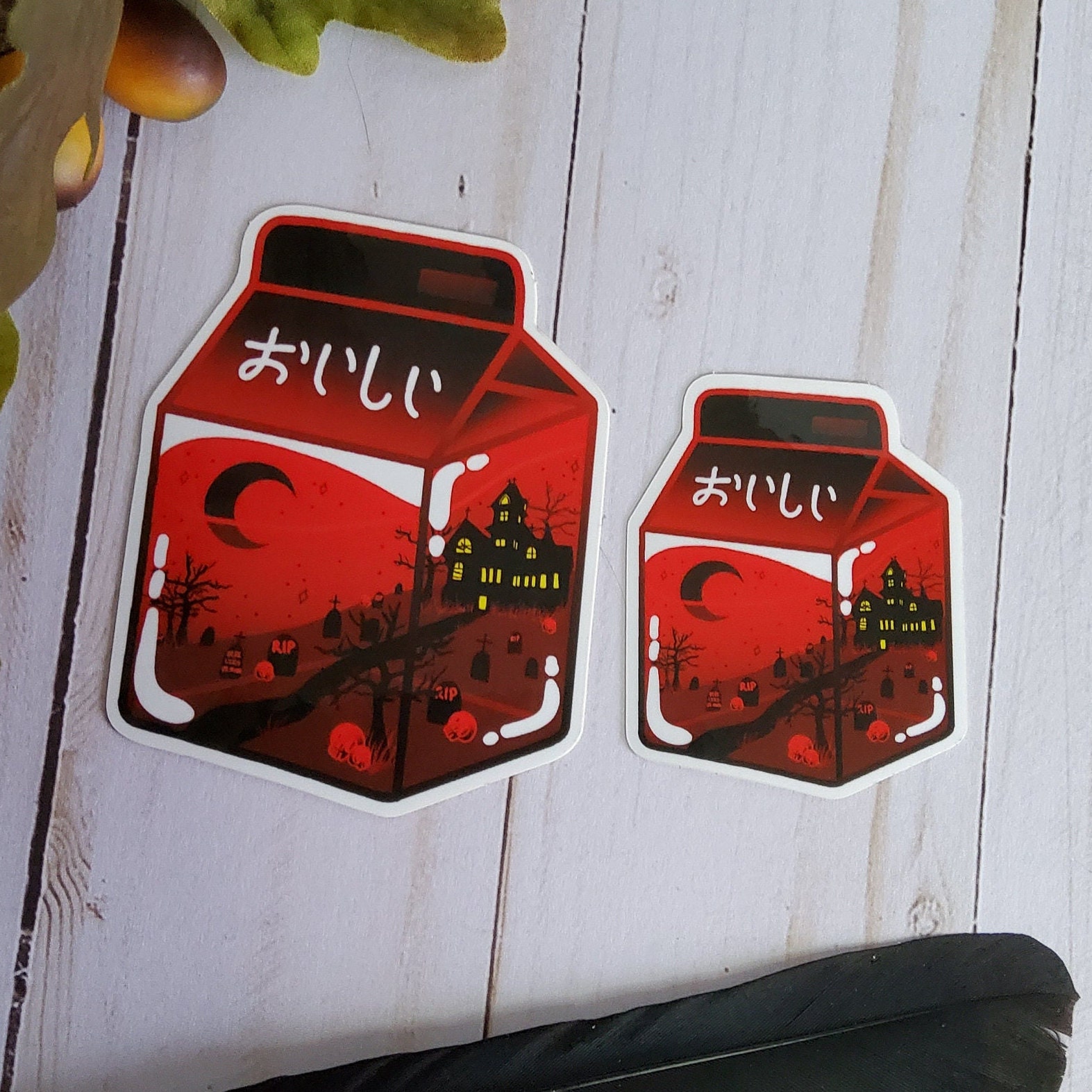 GLOSSY STICKER: Haunted House Red and Black Milk Die Cut - Etsy
