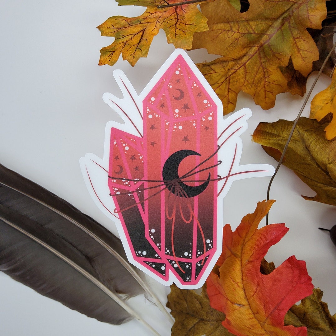 MATTE STICKER: Black and Red Moon Crystal Crystal Sticker - Etsy
