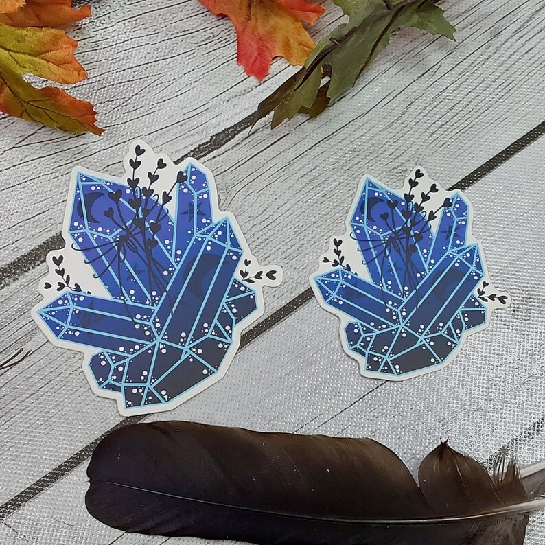 MATTE STICKER: Blue and Black Crystal Moon Dark Aesthetic - Etsy