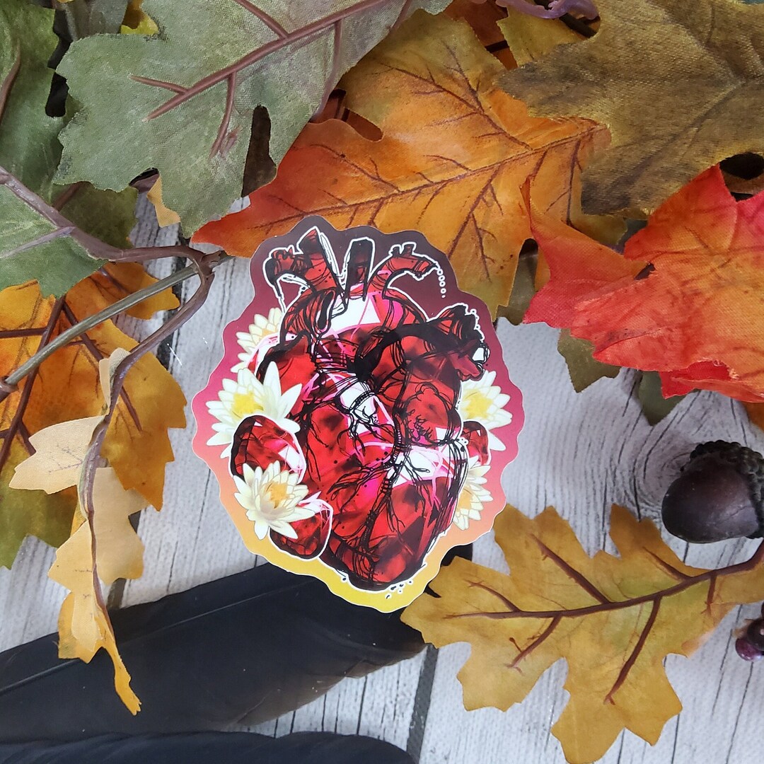 GLOSSY STICKER: July Ruby Heart and Water Lily Crystal , July ...