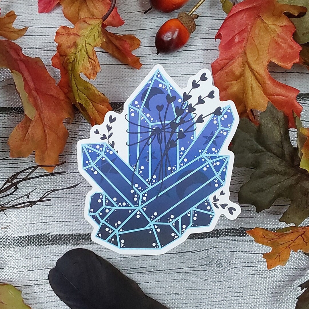 MATTE STICKER: Blue and Black Crystal Moon Dark Aesthetic - Etsy