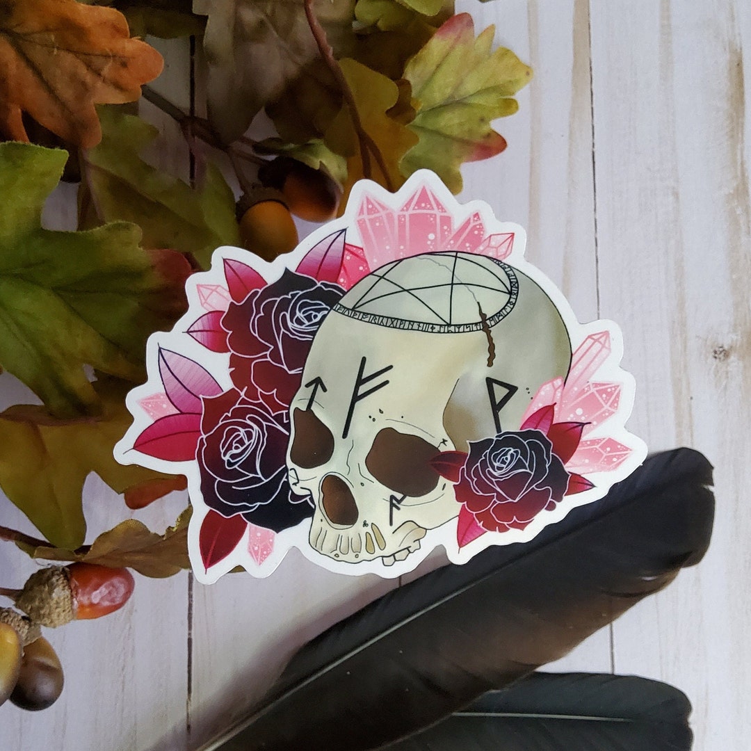GLOSSY STICKER: Pastel Grunge Skull and Roses Sticker , Pastel Skull ...
