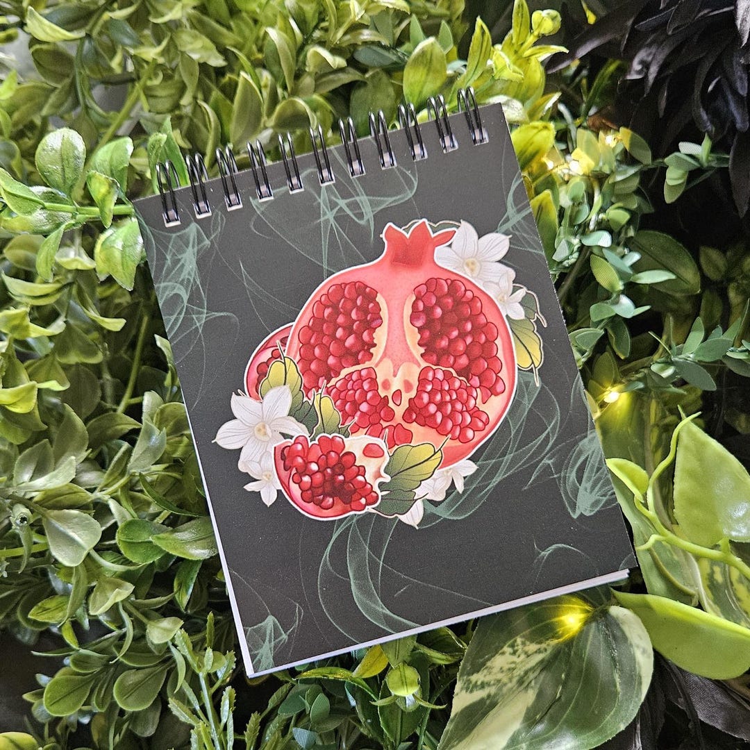 4x5 Top Bound HANDMADE SPIRAL NOTEBOOK: Pomegranate and Narcissus ...