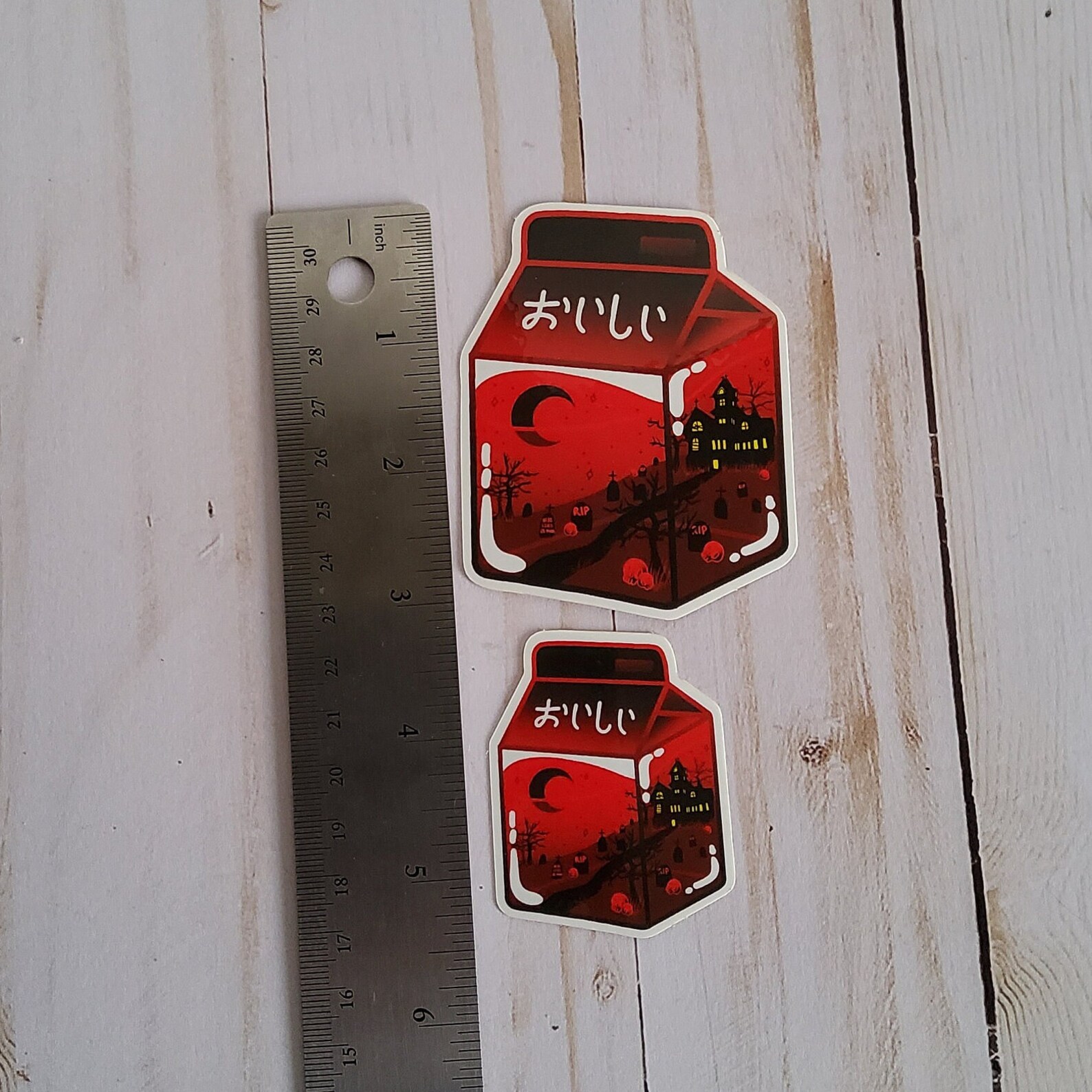 GLOSSY STICKER: Haunted House Red and Black Milk Die Cut - Etsy