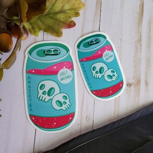 GLOSSY STICKER: Anxietea Teal and Pink Die Cut , Anxietea Sticker ...