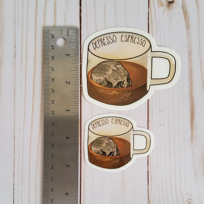 GLOSSY STICKER: Depresso Espresso Skull Coffee Cup Mental - Etsy