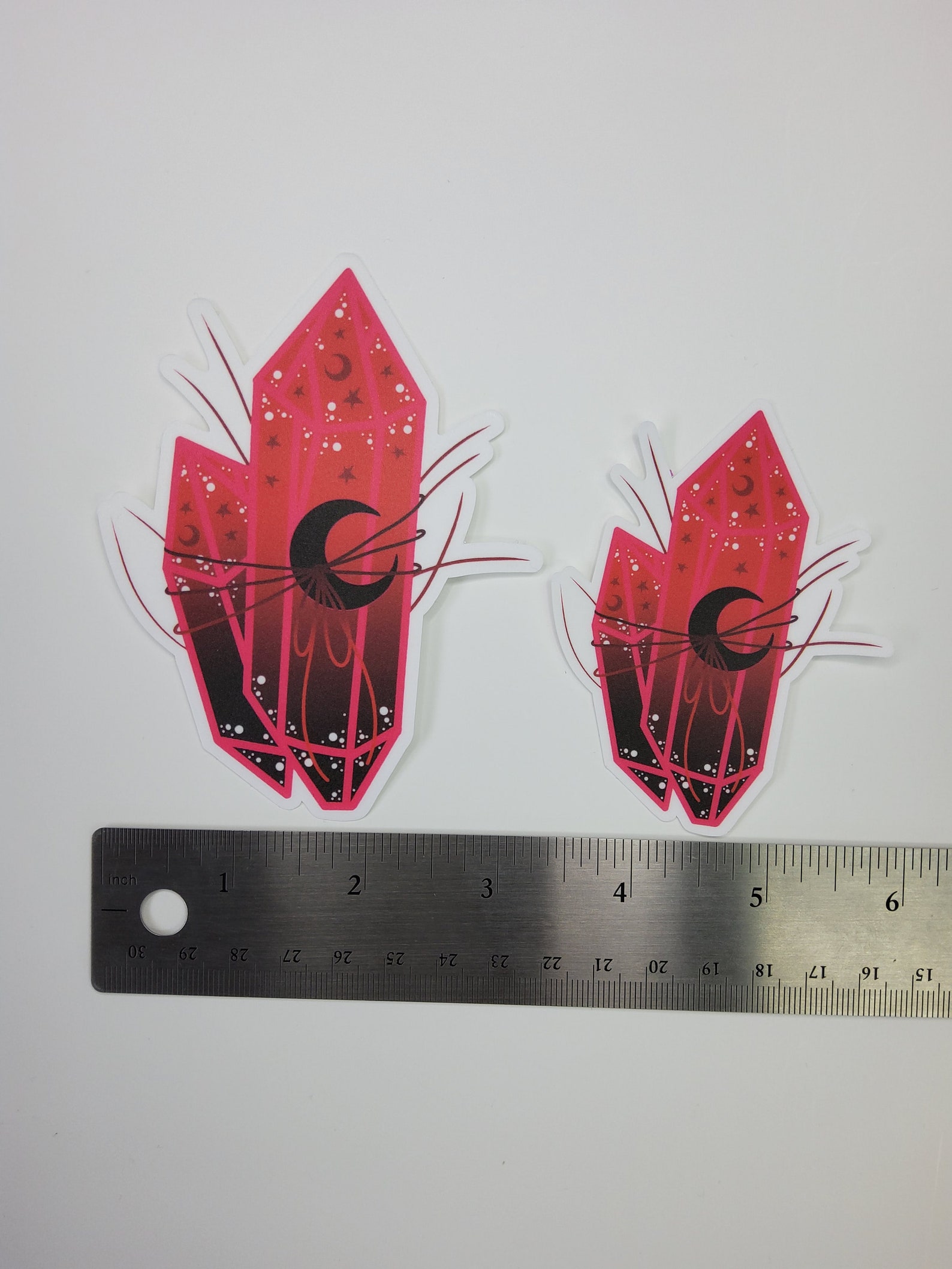 MATTE STICKER: Black and Red Moon Crystal Crystal Sticker - Etsy