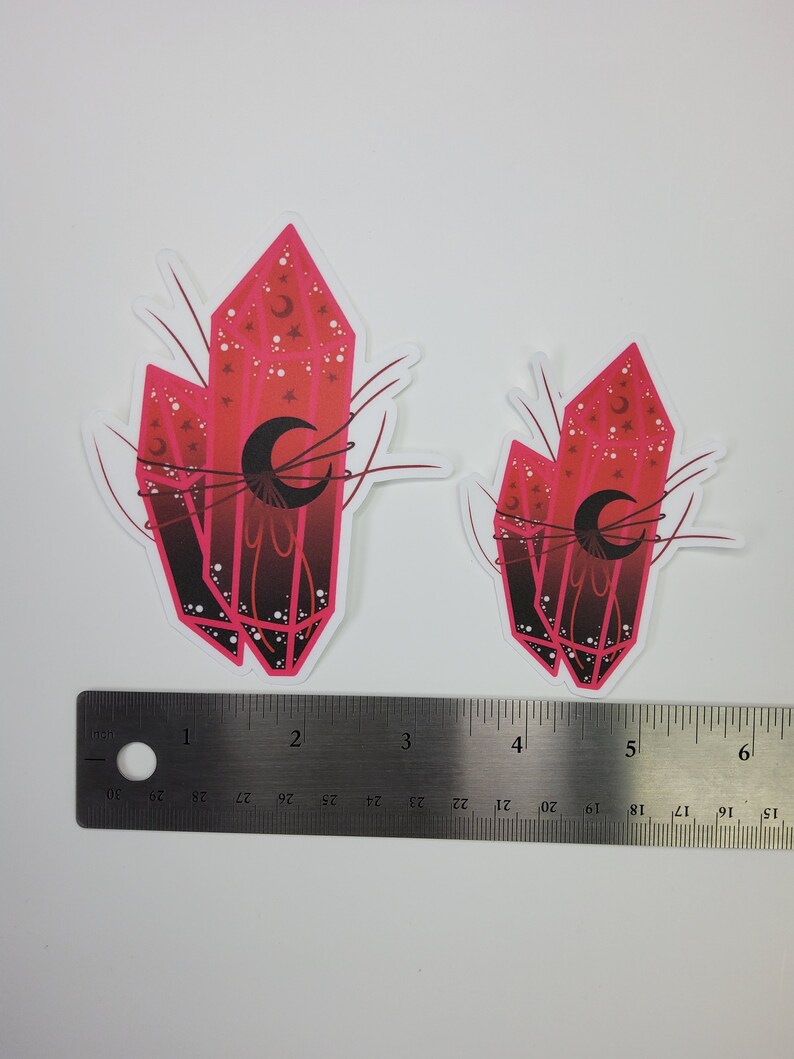 MATTE STICKER: Black and Red Moon Crystal Crystal Sticker - Etsy
