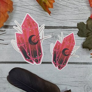 MATTE STICKER: Black and Red Moon Crystal , Crystal Sticker , Red and ...