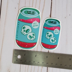 GLOSSY STICKER: Anxietea Teal and Pink Die Cut , Anxietea Sticker ...