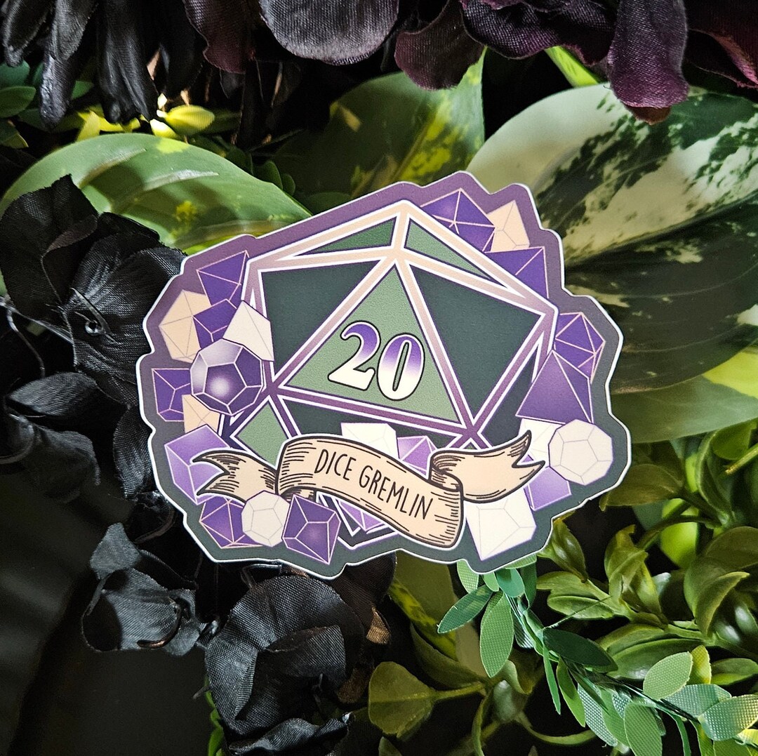 MATTE STICKER: D20 the Dice Gremlin , Dice Gremlin D20 Sticker , D20 ...