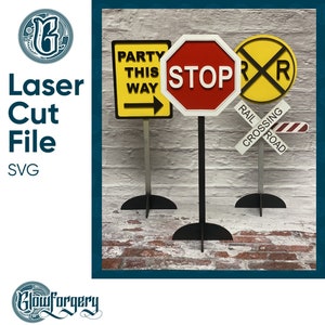 18" Road Sign Set / Digital Laser Cut SVG File / Glowforge / Home Decor ...
