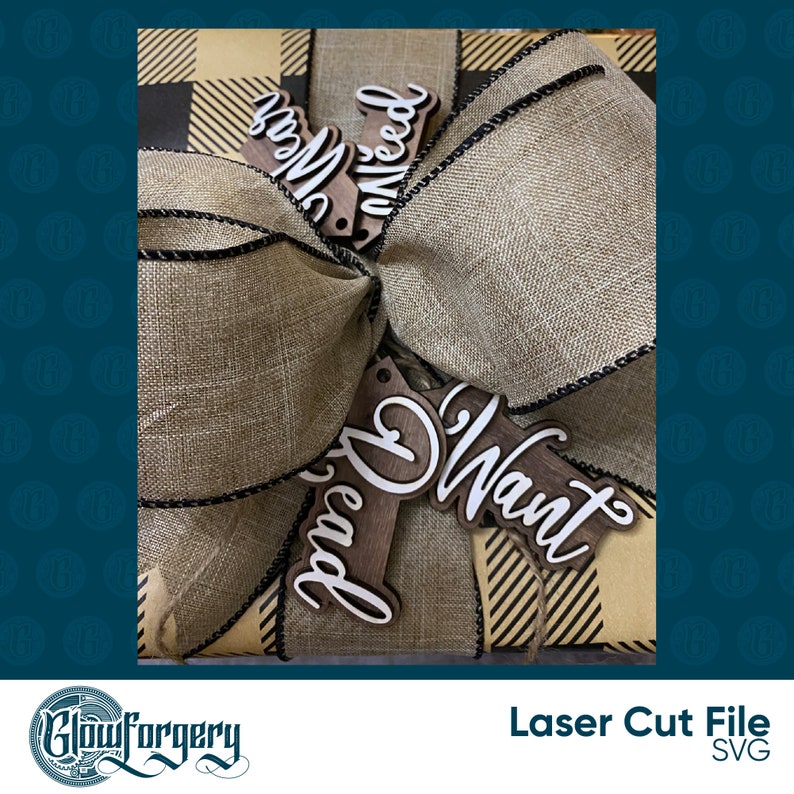 Reusable Gift Tags SVG Laser Cut File: Want Read Wear Need (digital ...