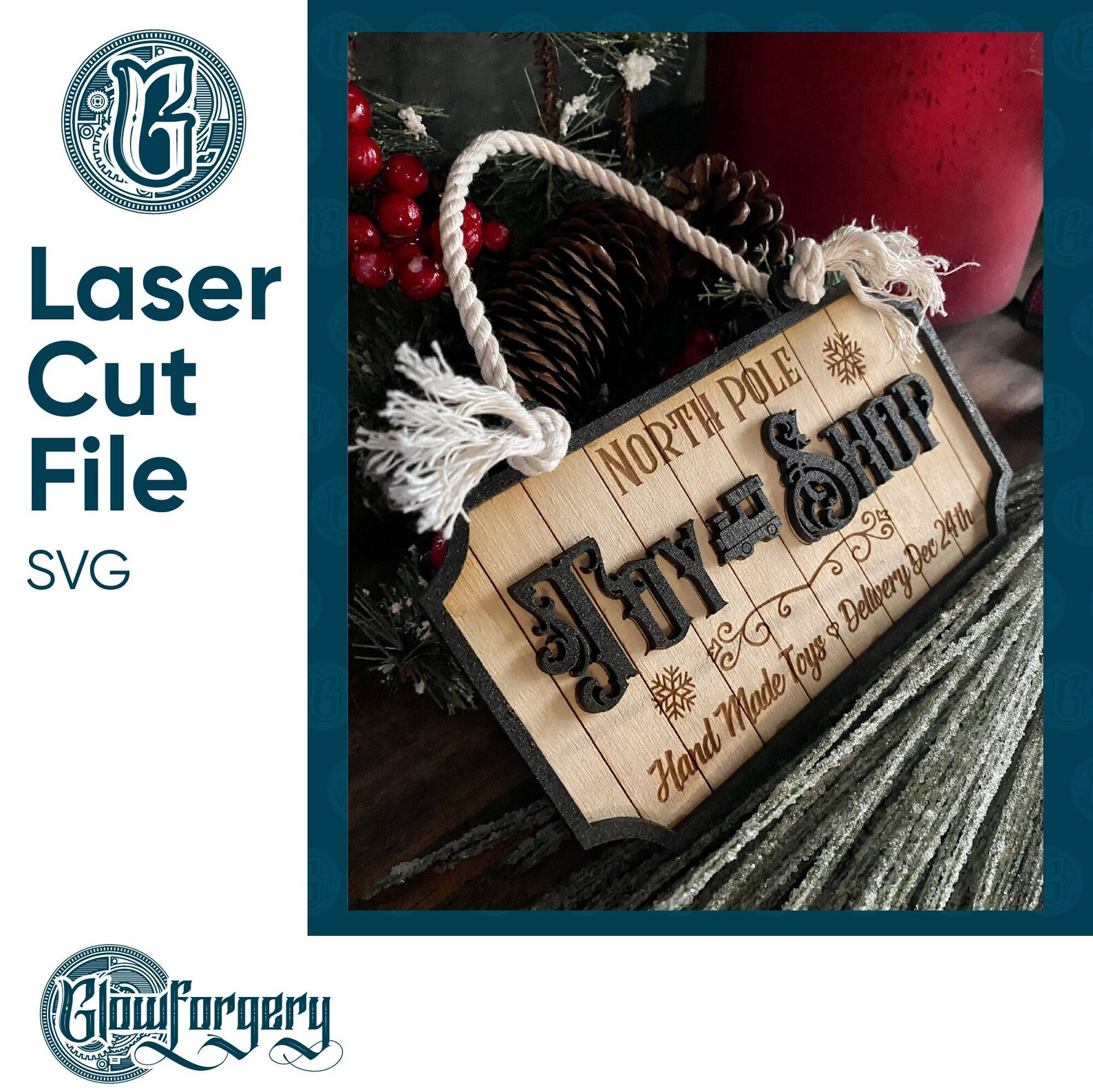 North Pole Toy Shop Sign / Digital Laser Cut SVG File / Glowforge ...