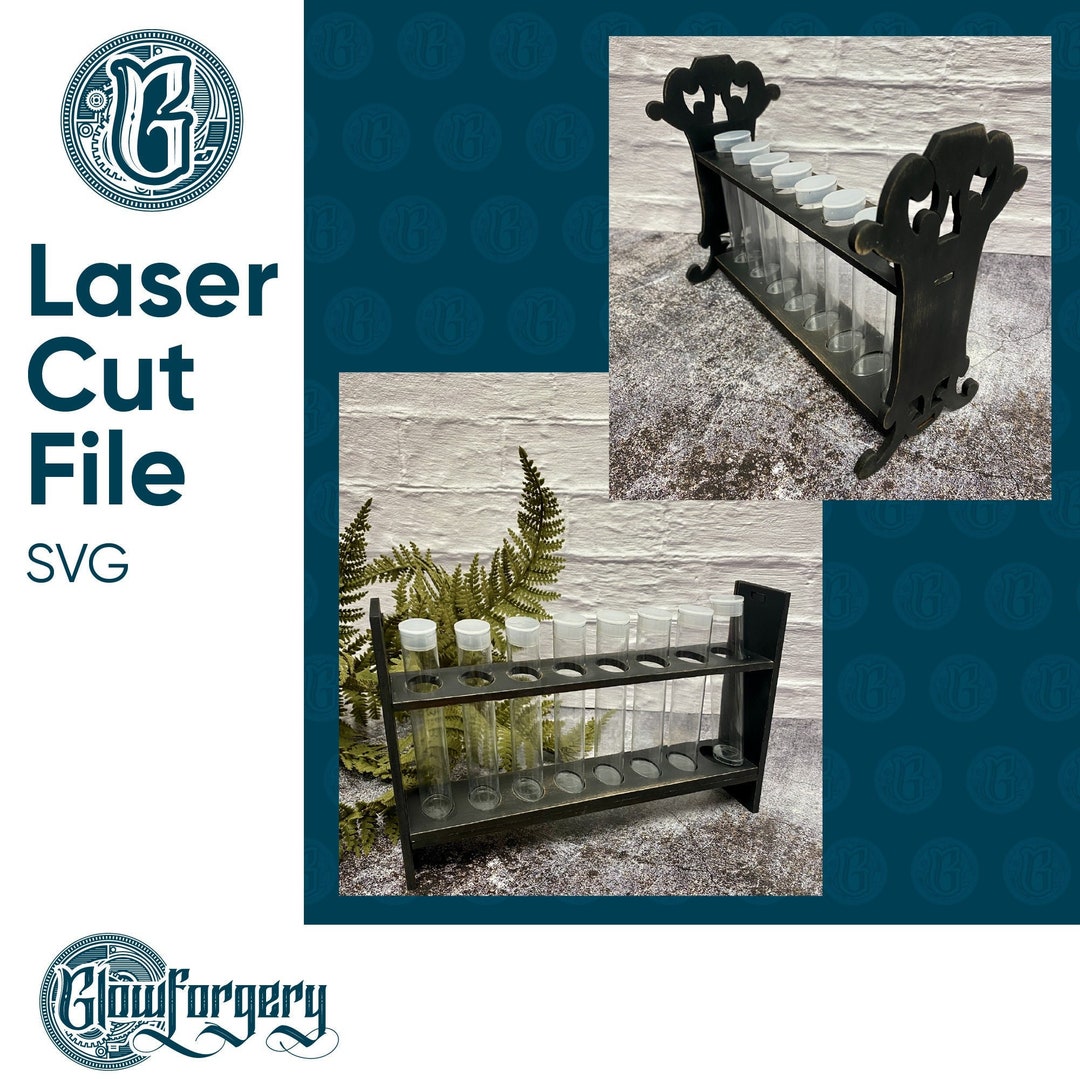 Fancy and Simple Tube Rack / Digital Laser Cut SVG File / Glowforge ...