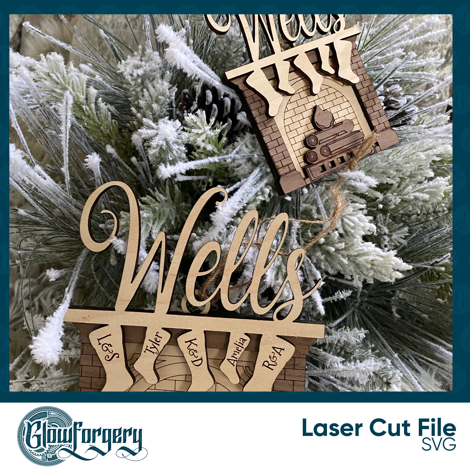 Christmas Fireplace Tree Ornament With Personalized Stockings - Etsy