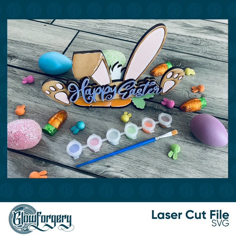 Happy Easter Sign / Digital Laser Cut SVG File / Glowforge / Home Decor ...