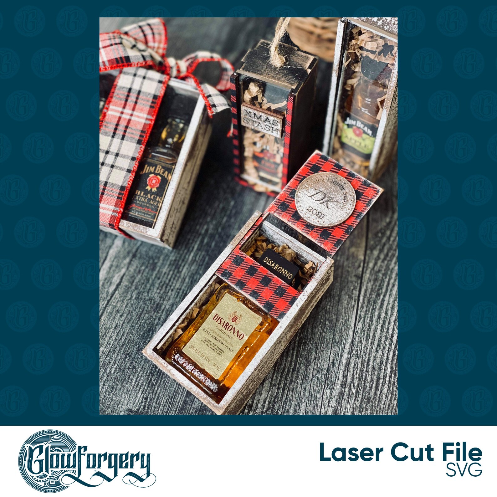 Mini Liquor Bottle Gift Box Set: Laser Cut SVG File (digital Download ...