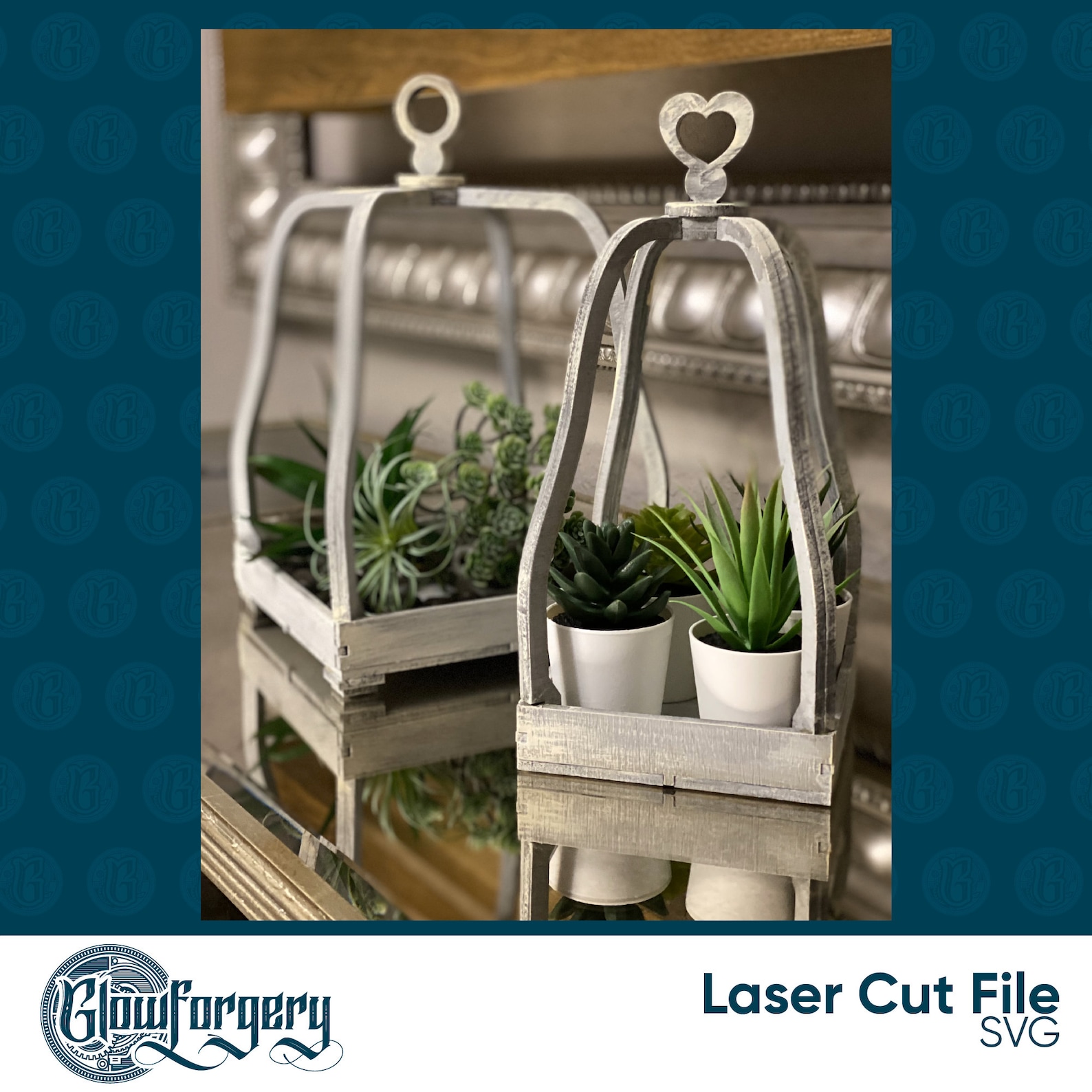 Cloche Set With Tiered Tray / Digital Laser Cut SVG File / Glowforge ...