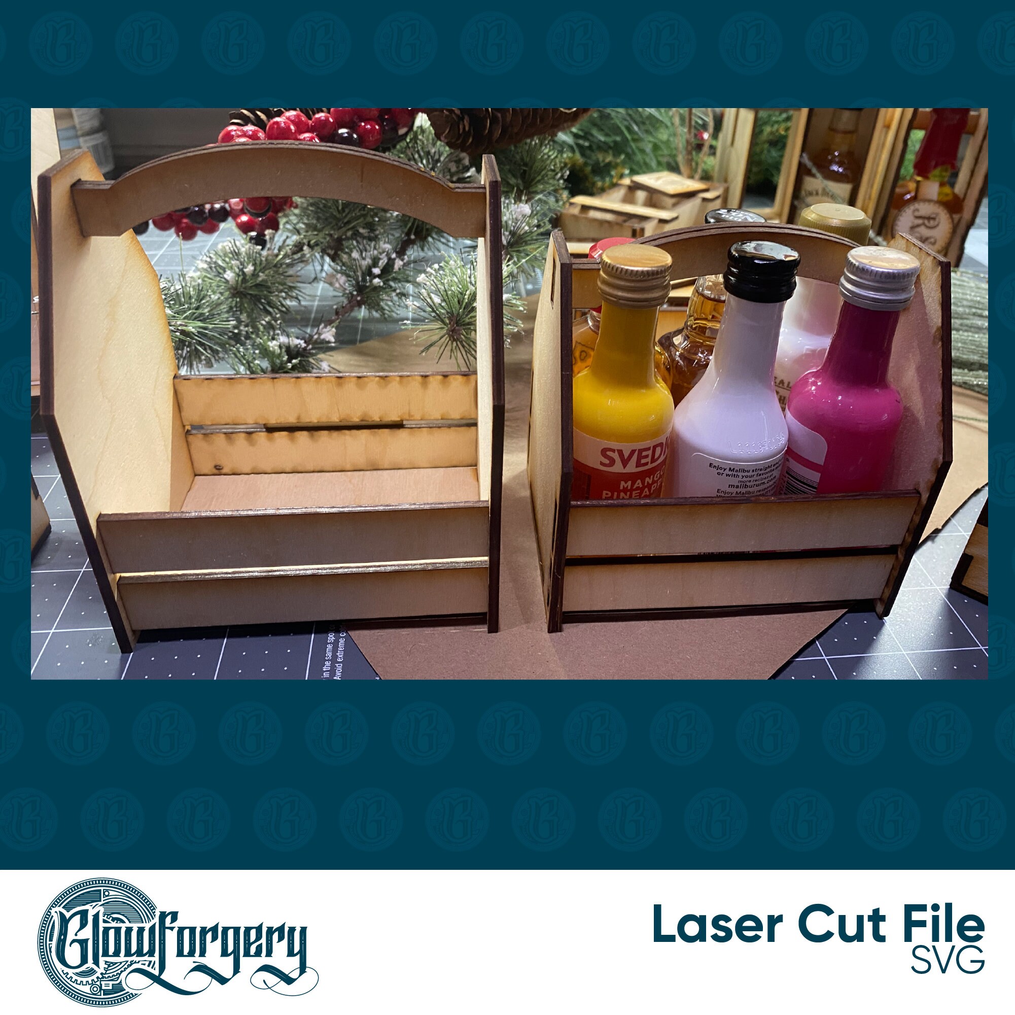 Mini Liquor Bottle Caddy Set / Digital Laser Cut SVG File / Glowforge ...