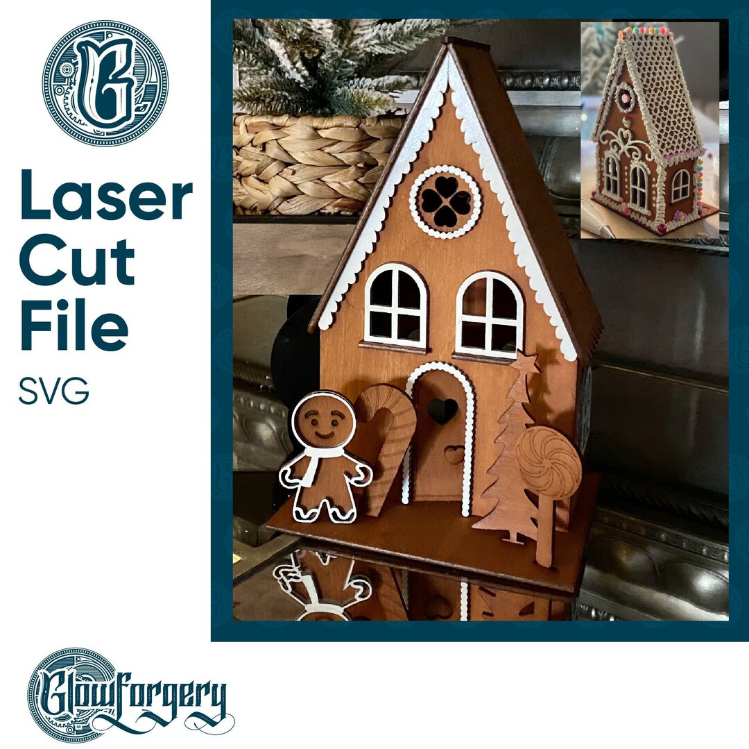 Gingerbread House Kit / Digital Laser Cut SVG File / Glowforge / Home ...
