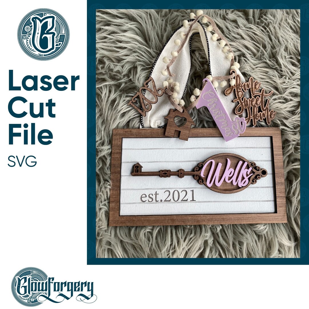 New Home Sign SVG: Laser Cut Key Charm Presentation (digital Download ...