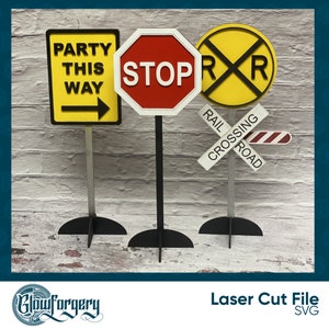 18" Road Sign Set / Digital Laser Cut SVG File / Glowforge / Home Decor ...